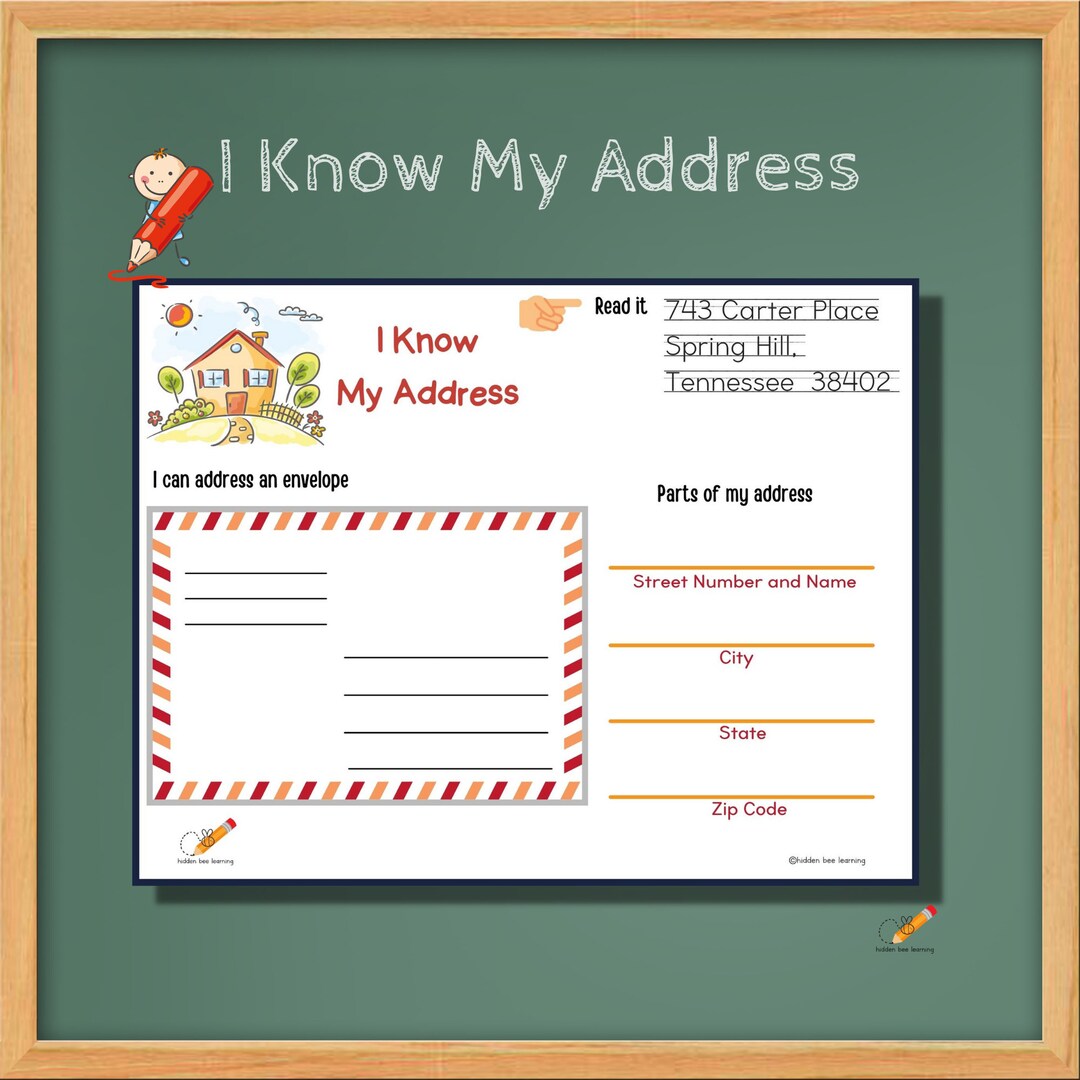 Address Worksheets, Custom, Busy Book, Learning Binder, Practice ...