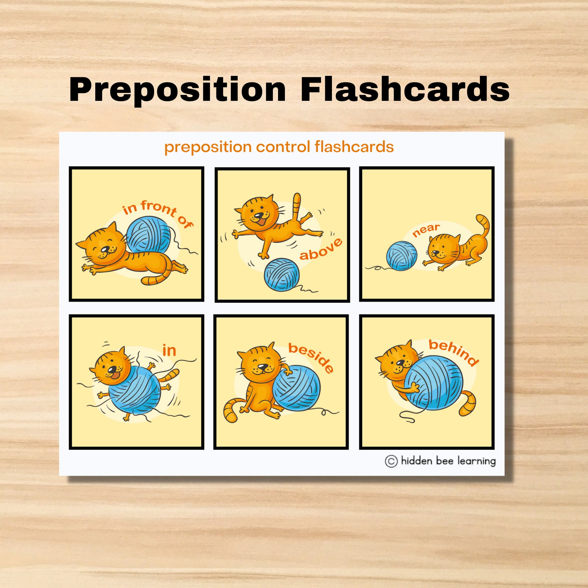 Learning Prepositions Flashcards Homeschool Preschool - Etsy