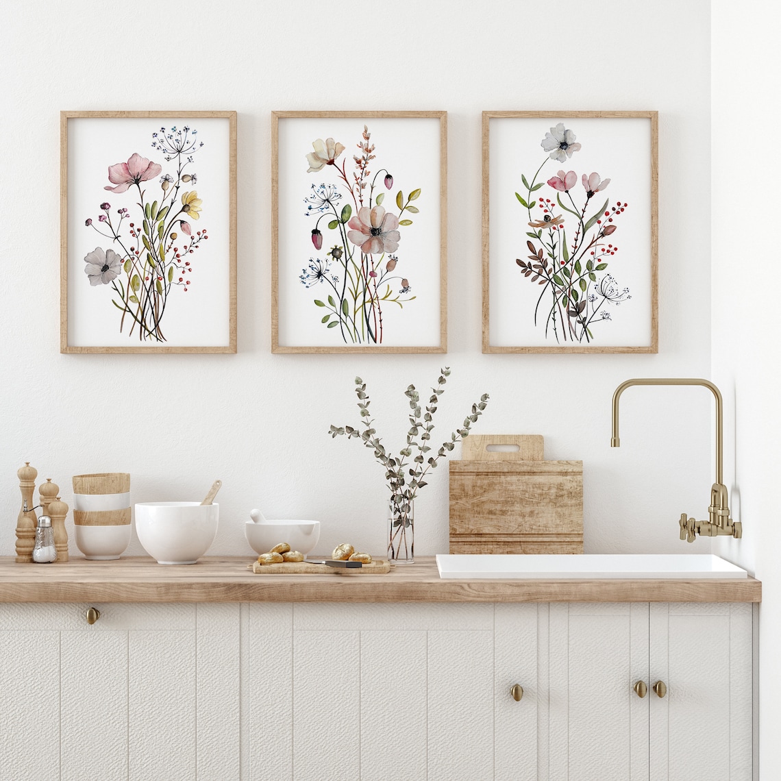 Set of 3 Wildflower Prints Floral Wall Art Botanical Print - Etsy