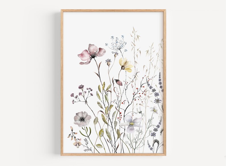 Set of 3 Wildflower Prints Floral Wall Art Botanical Print - Etsy