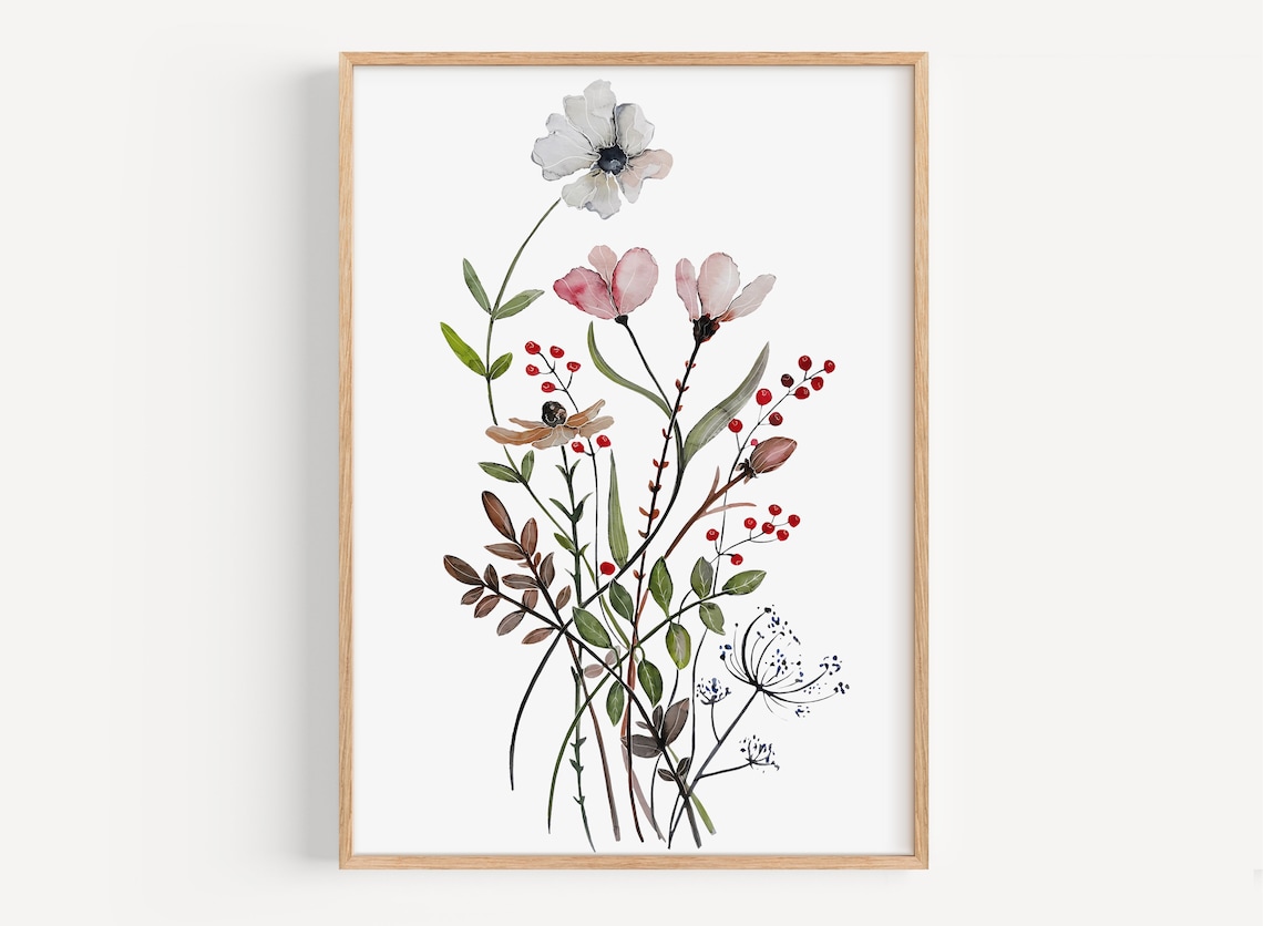 Set of 3 Wildflower Prints Floral Wall Art Botanical Print - Etsy