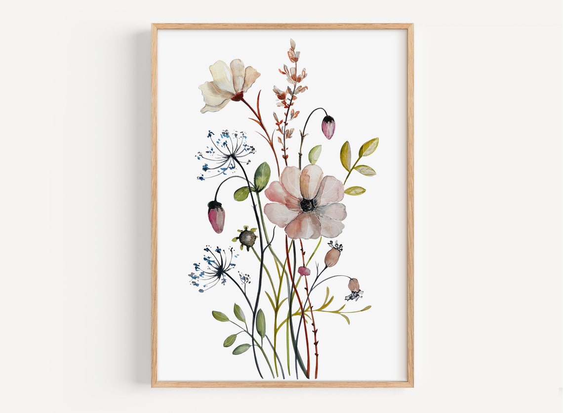 Set of 3 Wildflower Prints Floral Wall Art Botanical Print - Etsy