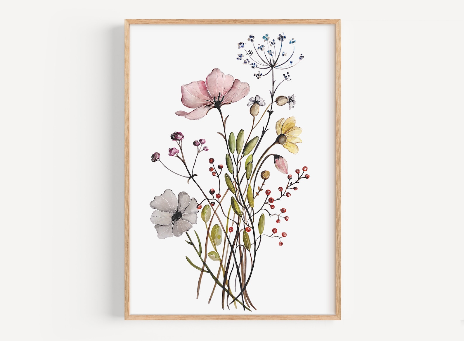 Set of 3 Wildflower Prints Floral Wall Art Botanical Print - Etsy