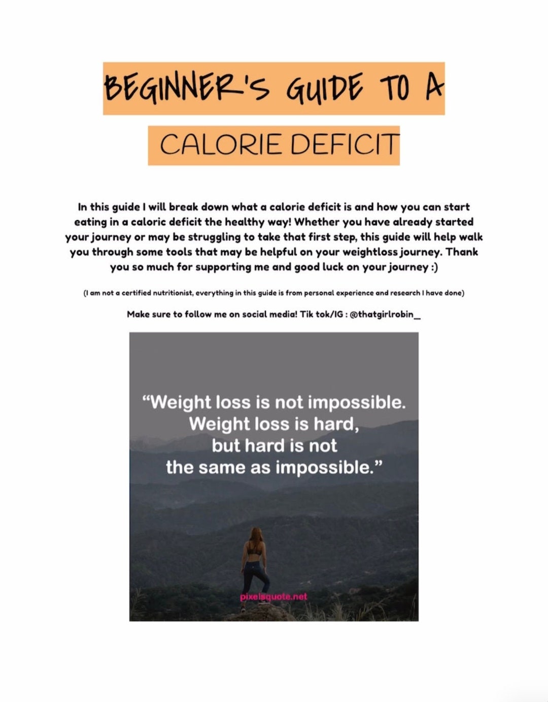 Beginner's Guide to A Calorie Deficit