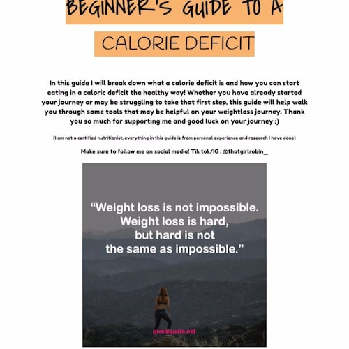 Beginner's Guide to A Calorie Deficit - Etsy