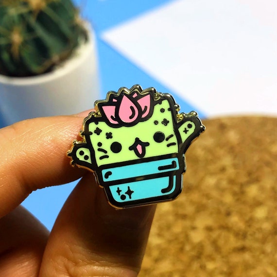 Cat Catus Hard Enamel Pin Cute Kawaii Gift Lapel Pin | Etsy