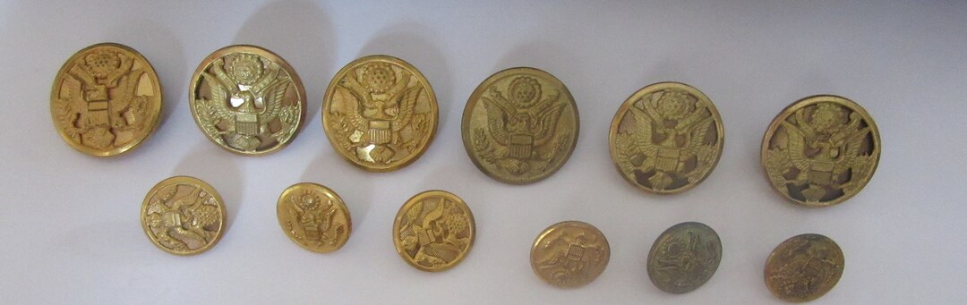 Group of Army Uniform Buttons and Cap Buttons - Etsy