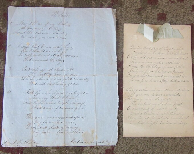 Set of Two Antique Handwritten Poems, Ephemera, Collectibles - Etsy