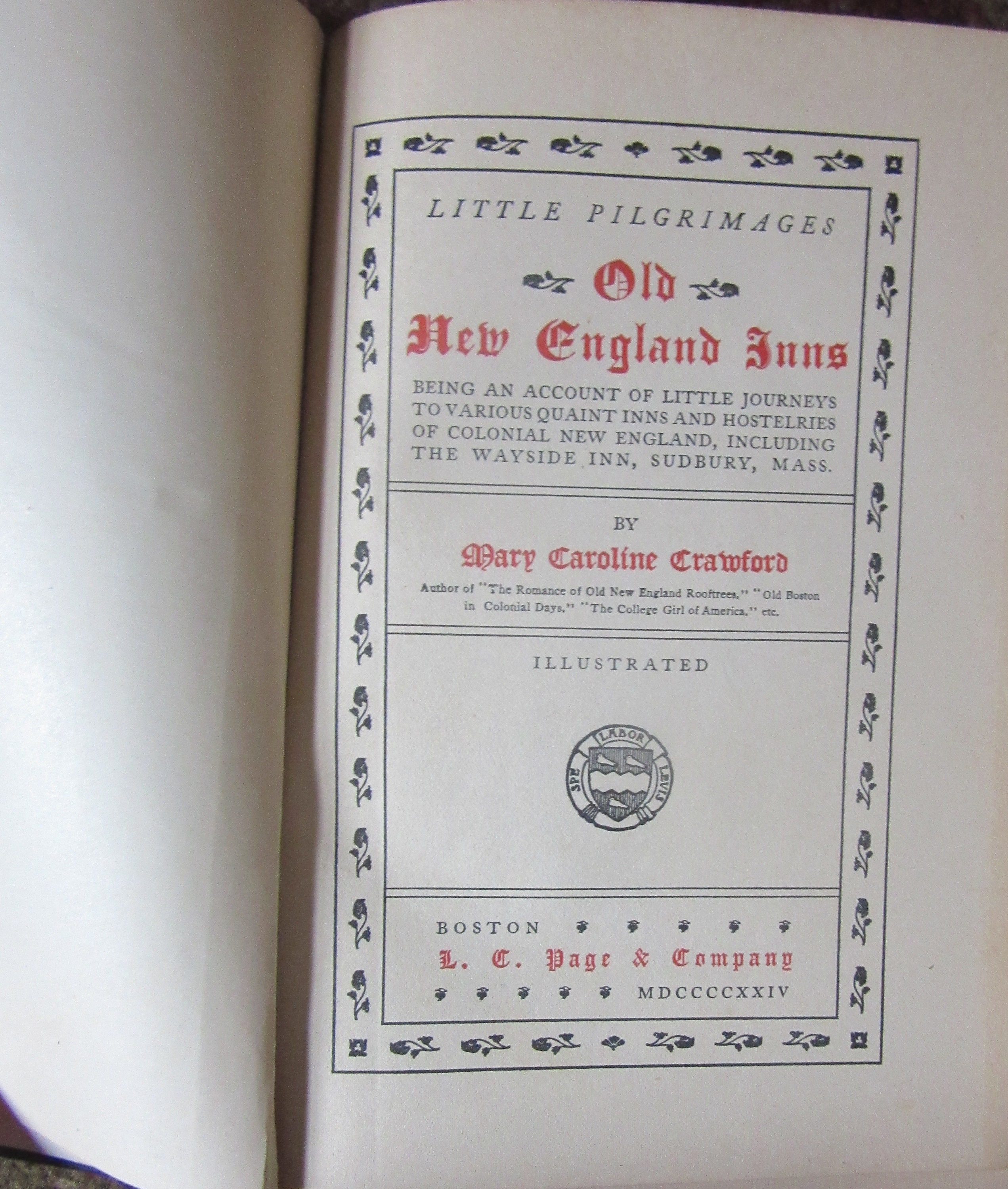 Antique Book: Little Pilgrimages Old New England Inns, Published 1924 ...