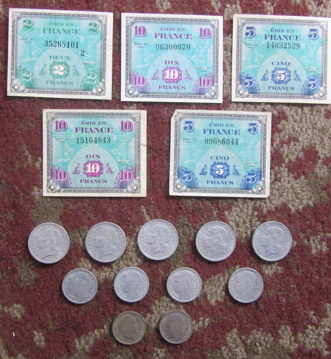 Collection of Vintage 1940's French Paper Money and Coins - Etsy