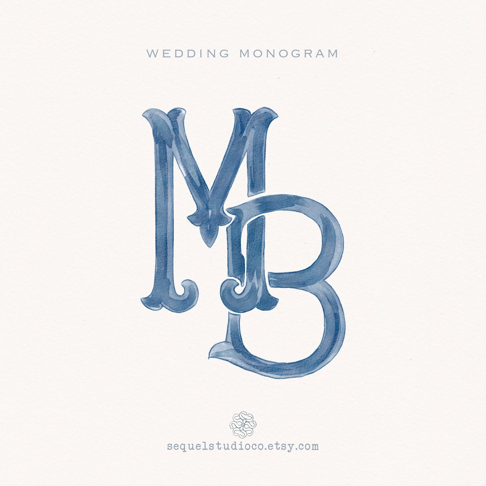 M-B Monogram Letters for Wedding Crest, Diagonal Monogram Style ...