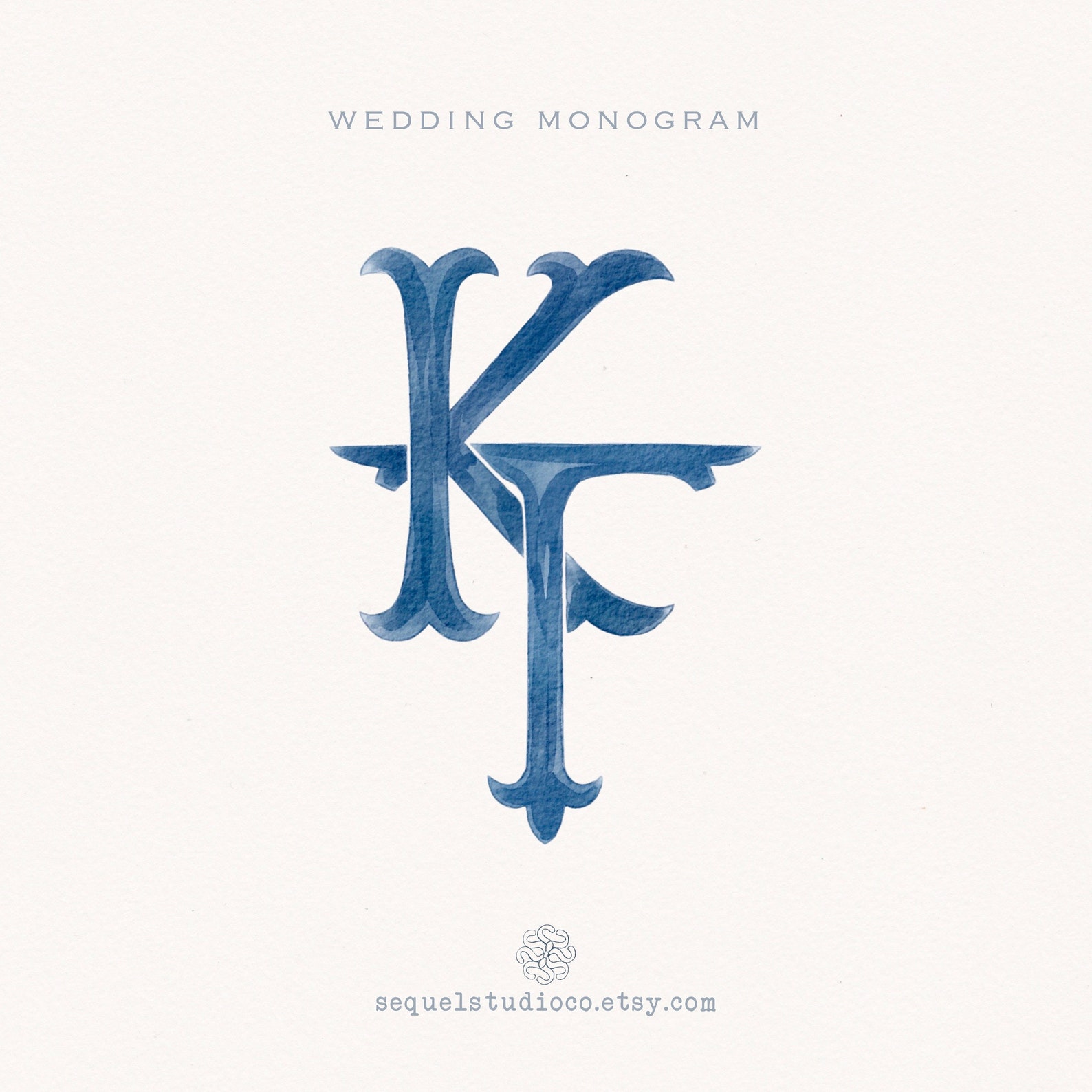 K-T Monogram Letters for Wedding Crest, Diagonal Monogram Style ...
