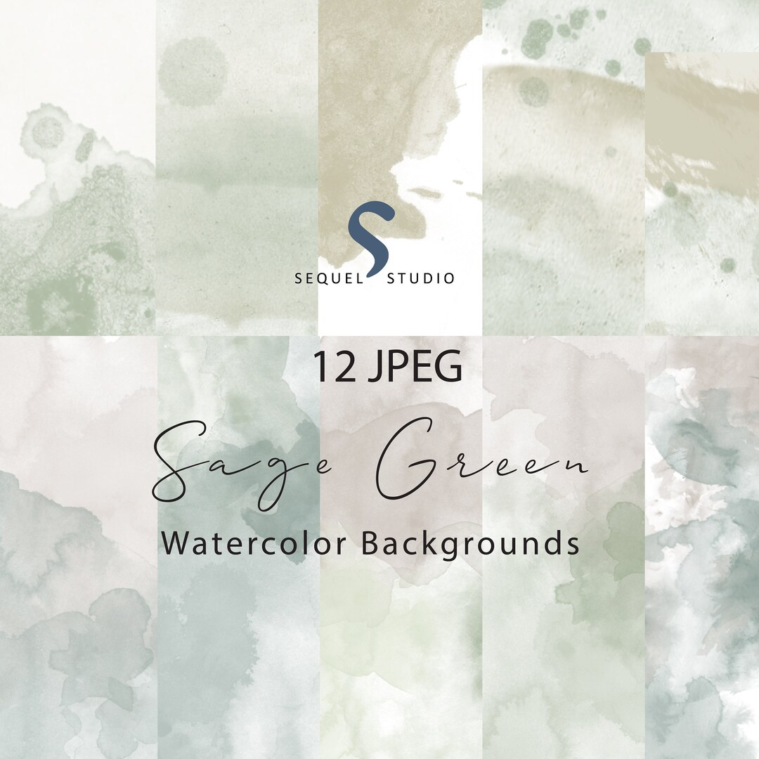 Sage Green Watercolor Digital Paper, Abstract Watercolor Pattern for ...