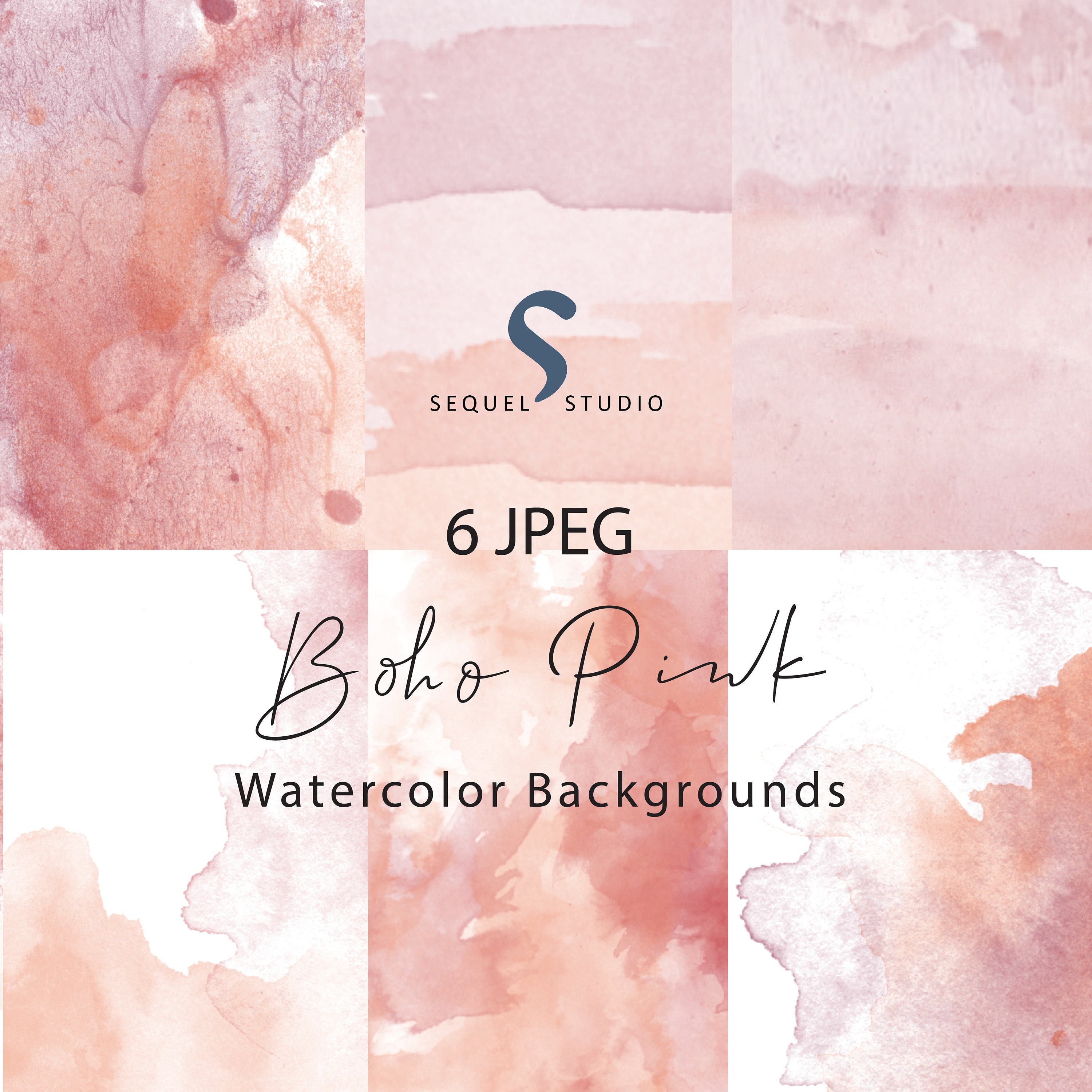 Digital Watercolor Clipart, Boho Purple Pink Watercolor Paper ...