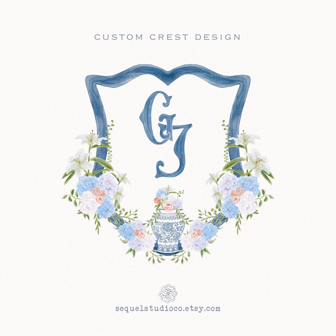 Custom Wedding Crest With Pet Illustration, Venue Illustration or ...