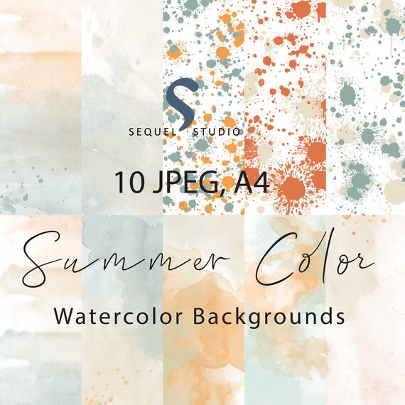 Digital Watercolor Background in Summer Color for Wedding - Etsy