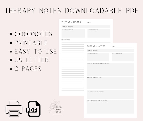 Therapy Notes Template for Clients/patients Downloadable PDF - Etsy