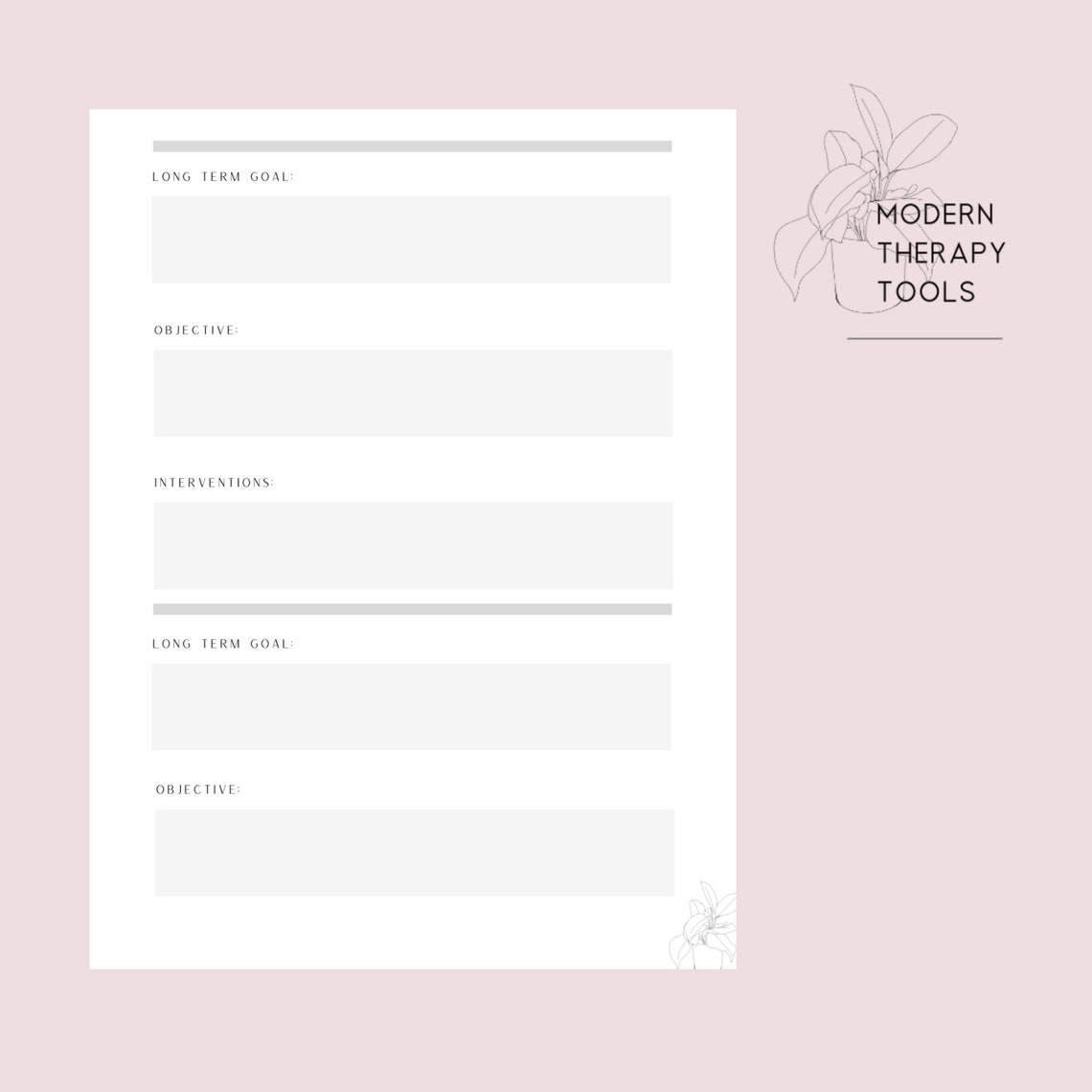 Therapist Sample Treatment Plan Fillable PDF Template Goodnotes, Adobe ...