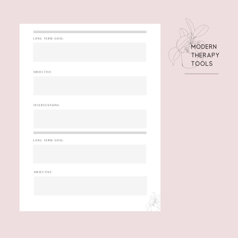 Therapist Sample Treatment Plan Fillable PDF Template Goodnotes, Adobe ...