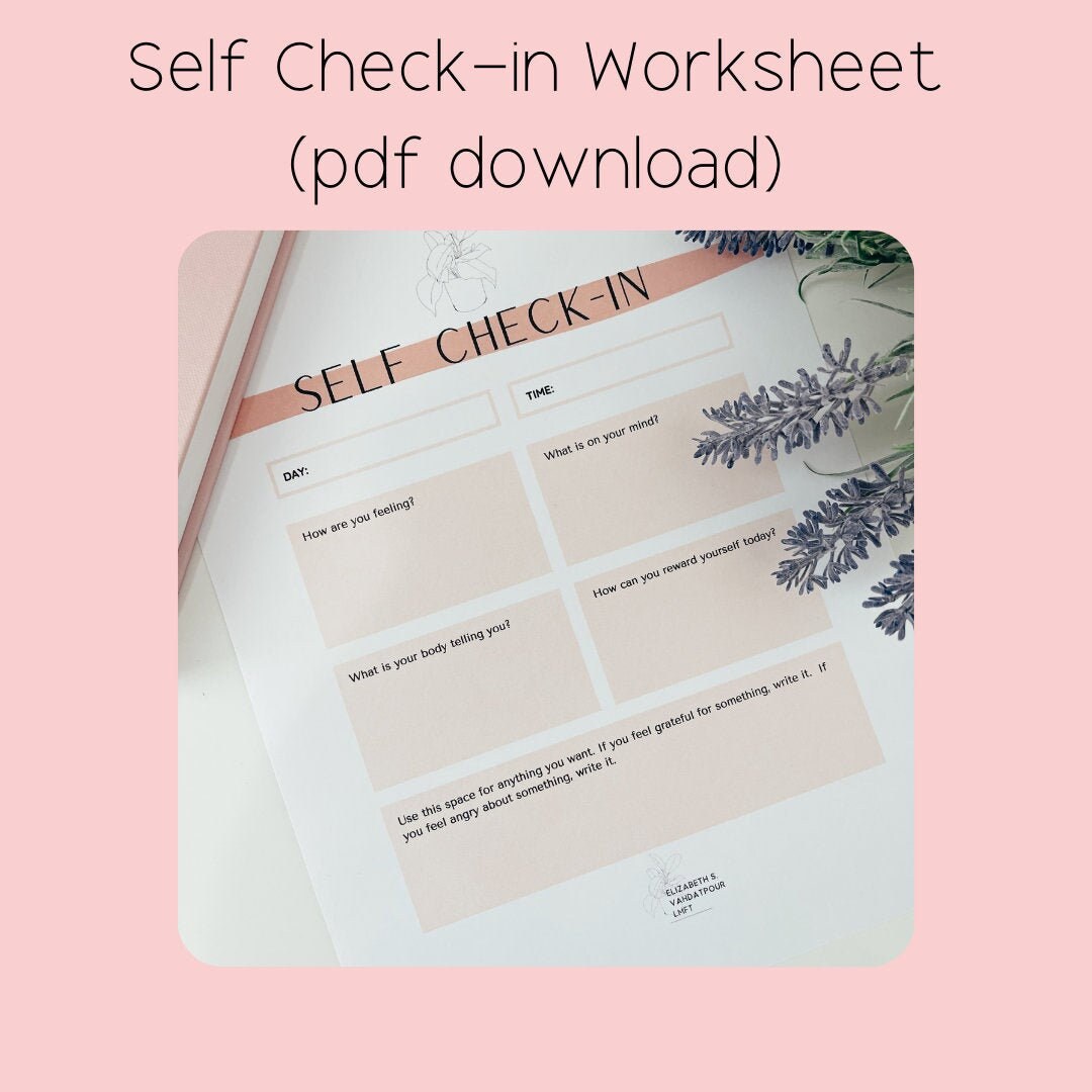 Self-check in Worksheet - Mindfulness Exercise, Printable Notes, Mental ...