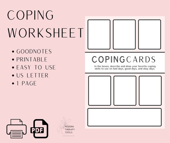 Coping Cards Worksheet PDF Therapy Worksheet Printable PDF | Etsy