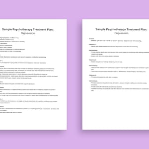 Sample Psychotherapy Treatment Plan for Depression- Tool for Therapists ...