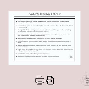 CBT Thought Log | Thinking Errors Sheet | Printable PDF | Goodnotes ...