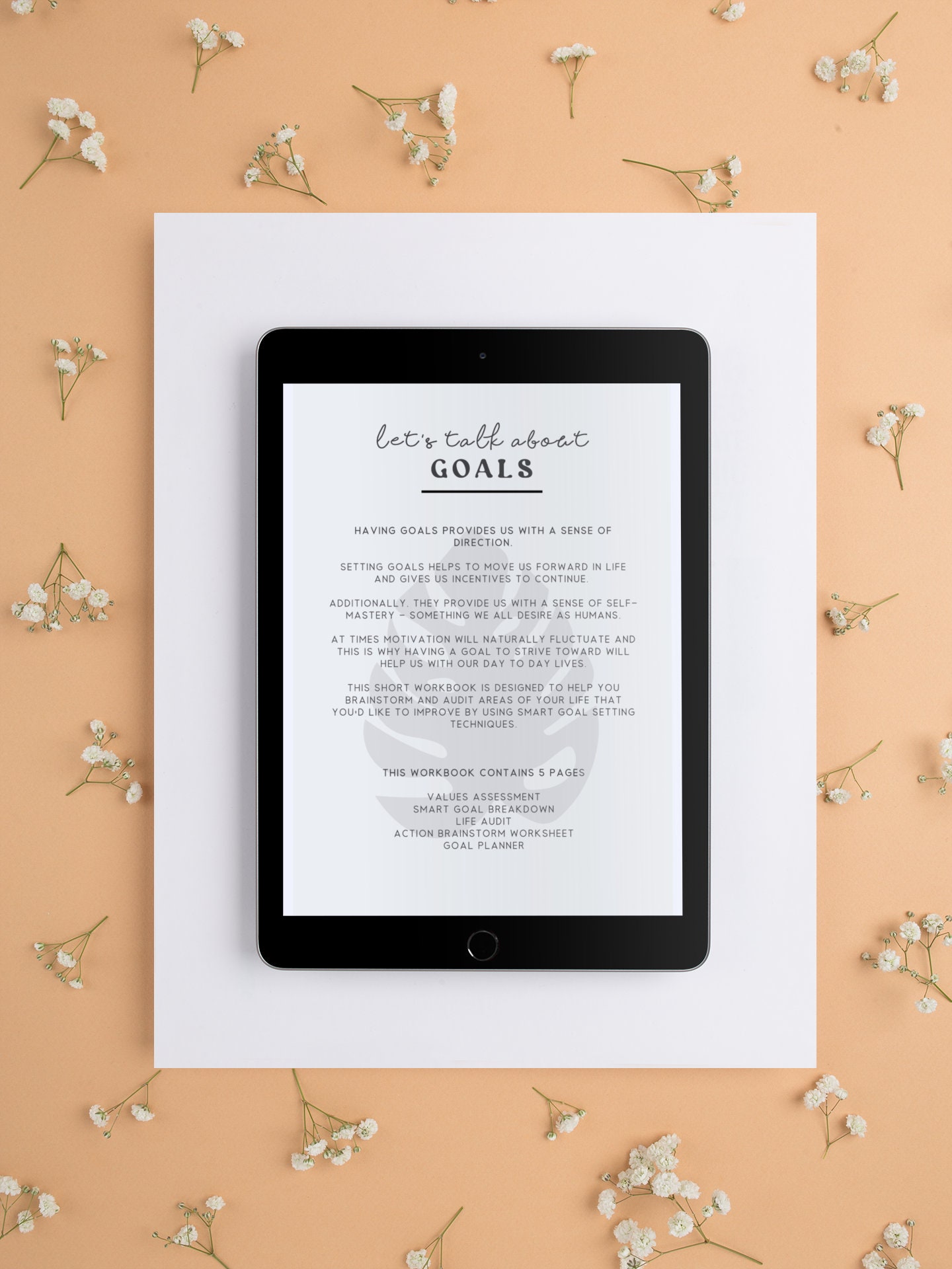 SMART Goals Workbook 5 Page PDF Digital Download - Goal Setting ...