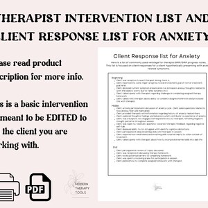 Anxiety Intervention and Client Response List for Therapists | BIRP ...