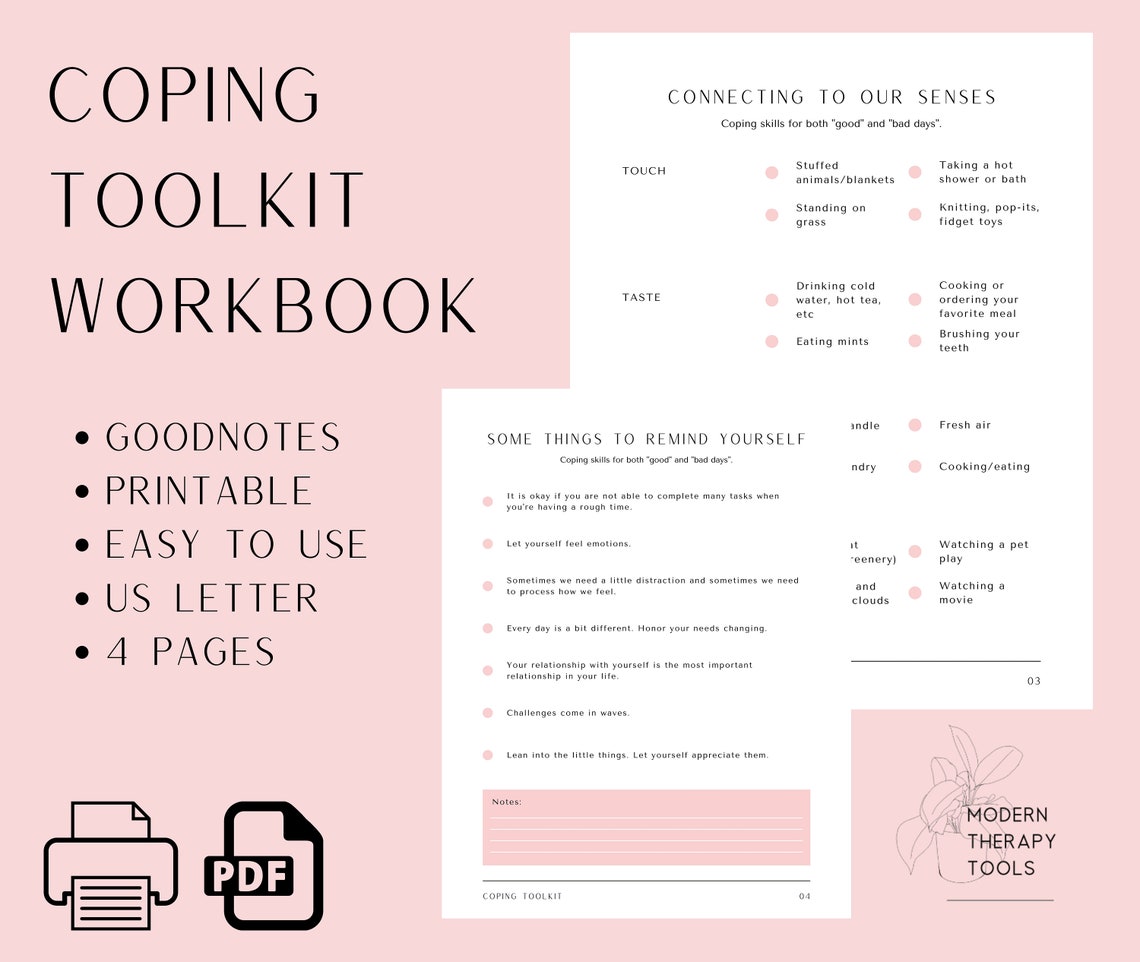 Coping Toolkit Workbook (4 Pages) Therapy Intervention | LMFT, LCSW ...