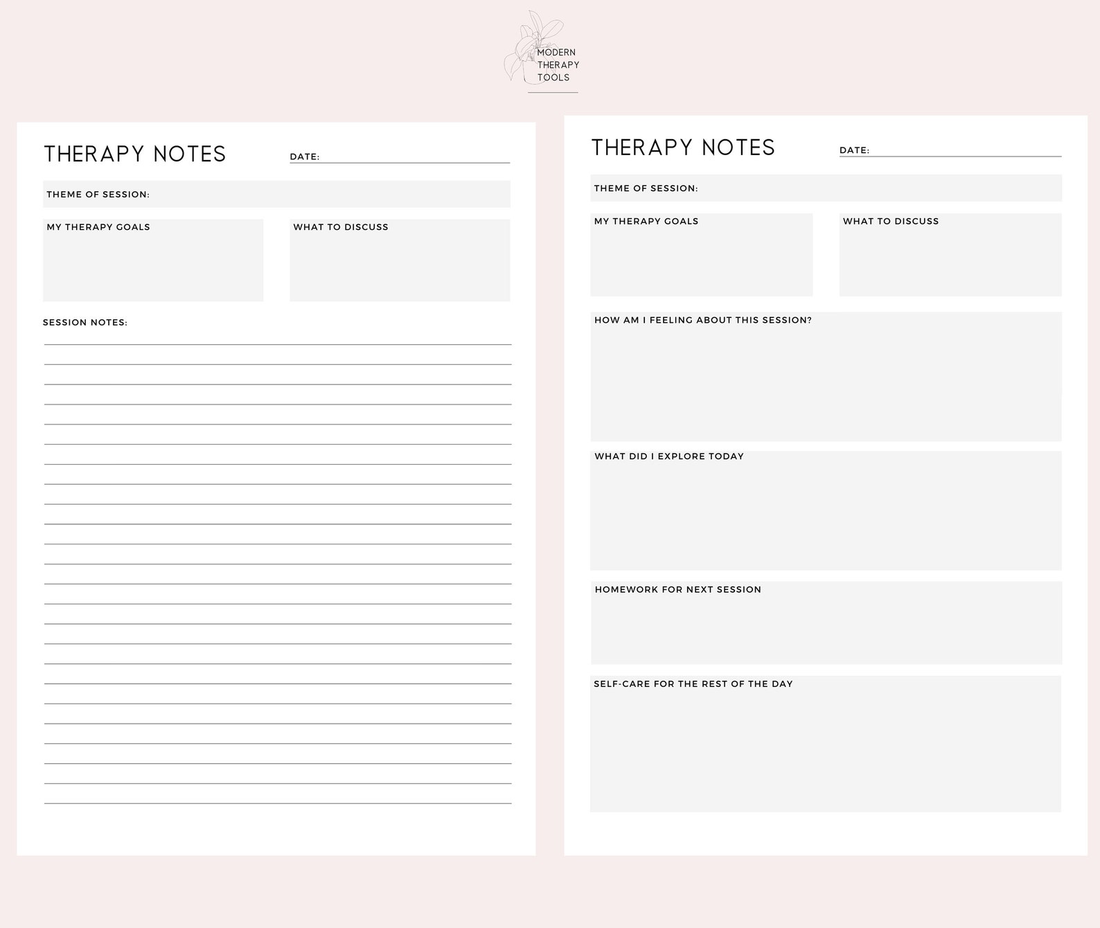 Therapy Notes Template for Clients/patients | Downloadable PDF File ...