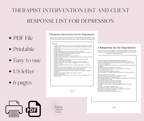 Therapist Notes Intervention and Response LIST GIRP BIRP - Etsy