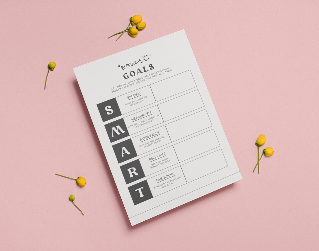 SMART Goals Workbook 5 Page PDF Digital Download - Goal Setting ...