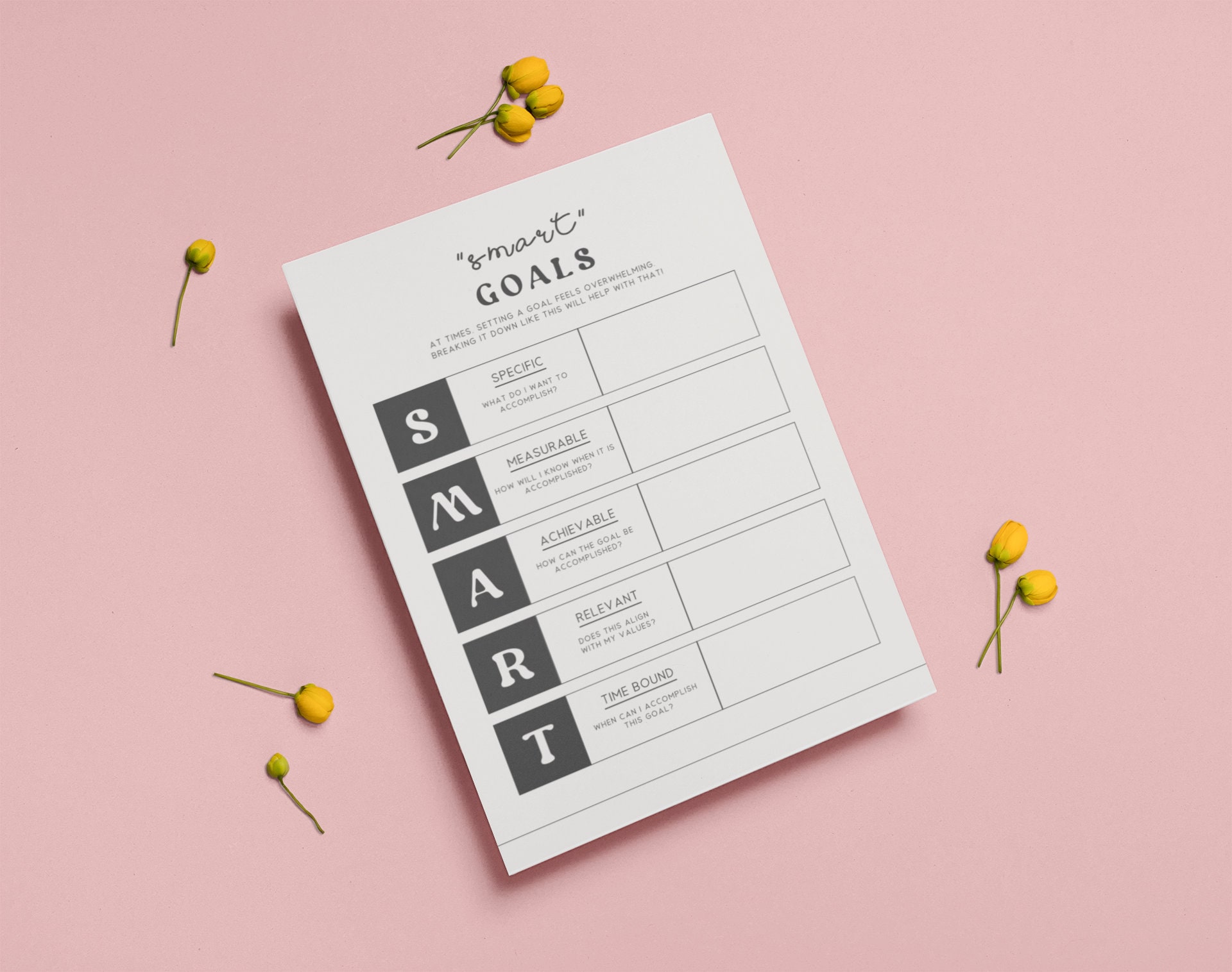 SMART Goals Workbook 5 Page PDF Digital Download - Goal Setting ...