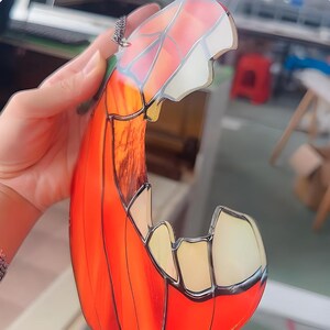 Stained Glass Halloween Pumpkin Suncatcher, Fall Suncatcher, Fall Decor ...