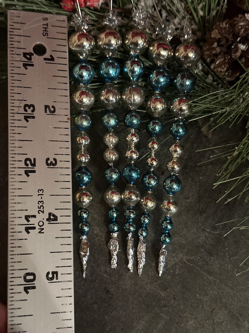 Vintage Glass Bead Icicle Ornaments: Retro Christmas Decor, Set of 5 - Etsy