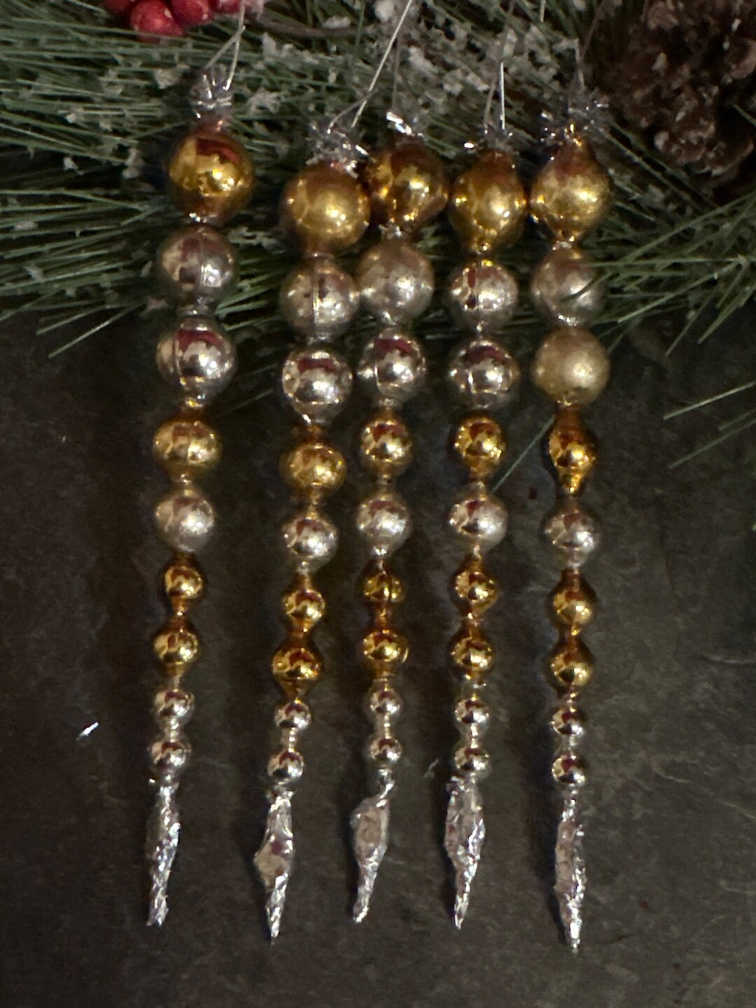 Vintage Glass Bead Icicle Ornaments - Set of 5 Retro Christmas Decor - Etsy