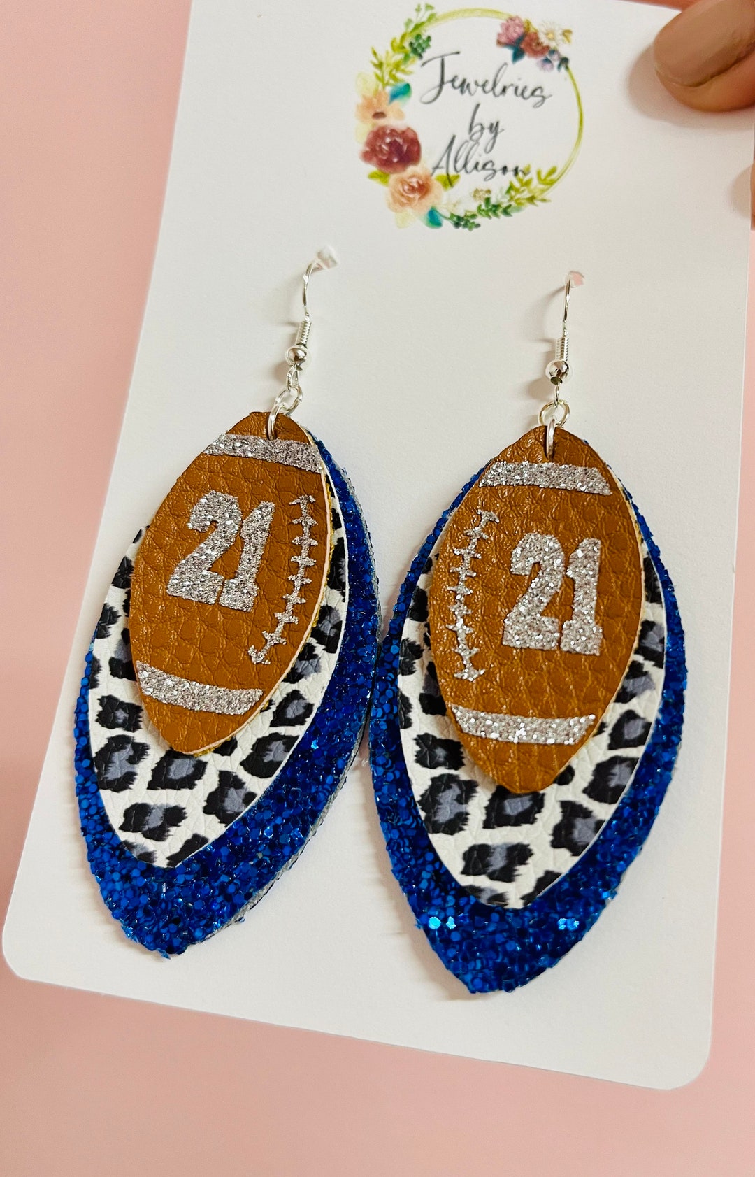 Football Earrings for Women/ Football Mom Earrings/ Custom Football ...