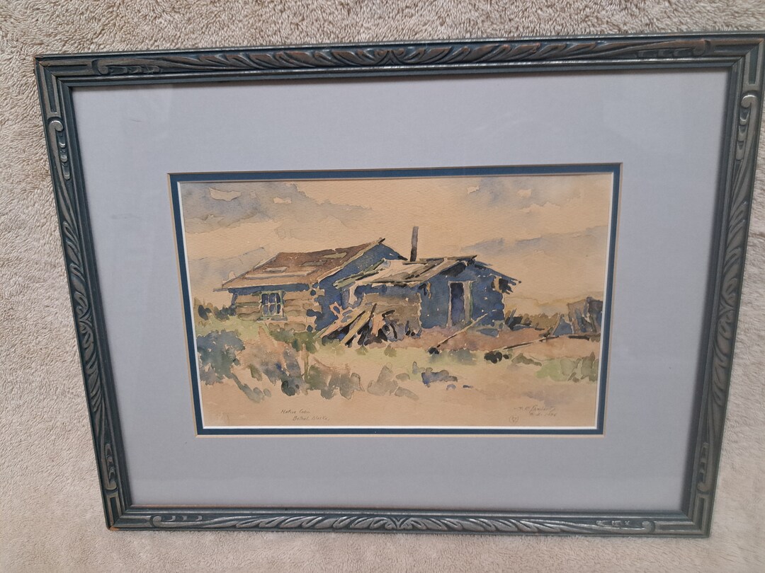 Theodore Lambert 1905 1960 Bethel Alaska Cabin Original Watercolor 1936 ...
