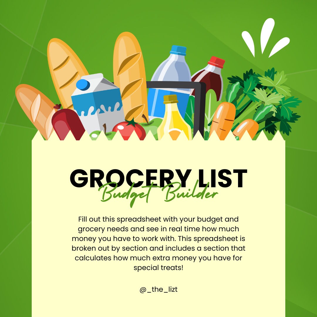 Grocery List and Budget Builder - Etsy