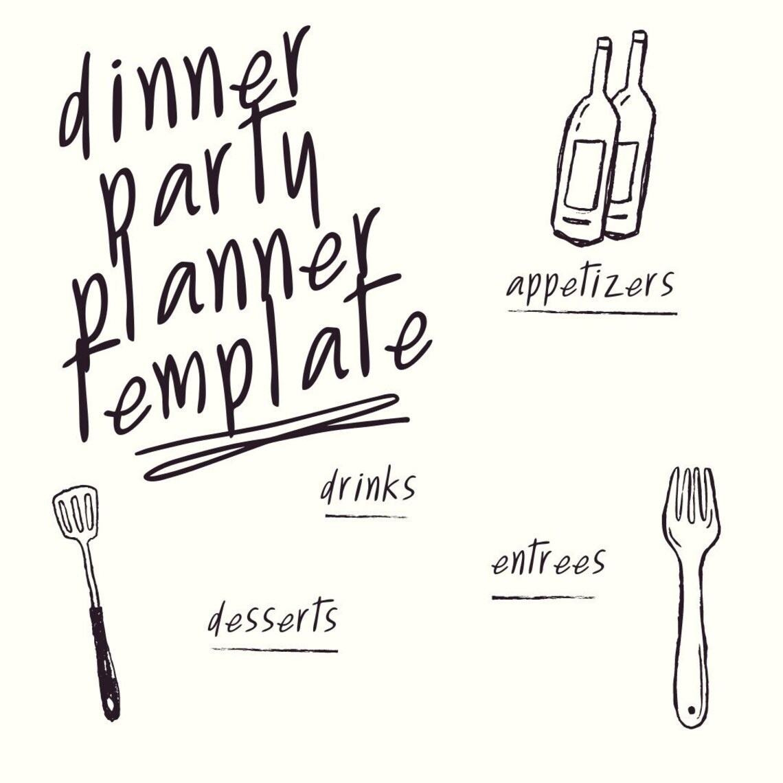 Dinner Party Menu Planner Template - Etsy