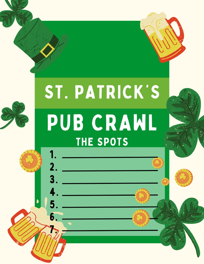 St Patrick's Day Printables - Kid's Activity, Bar Crawl Template, and ...