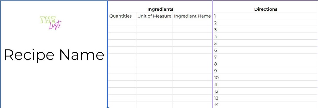 Digital Recipe Card Template - Etsy