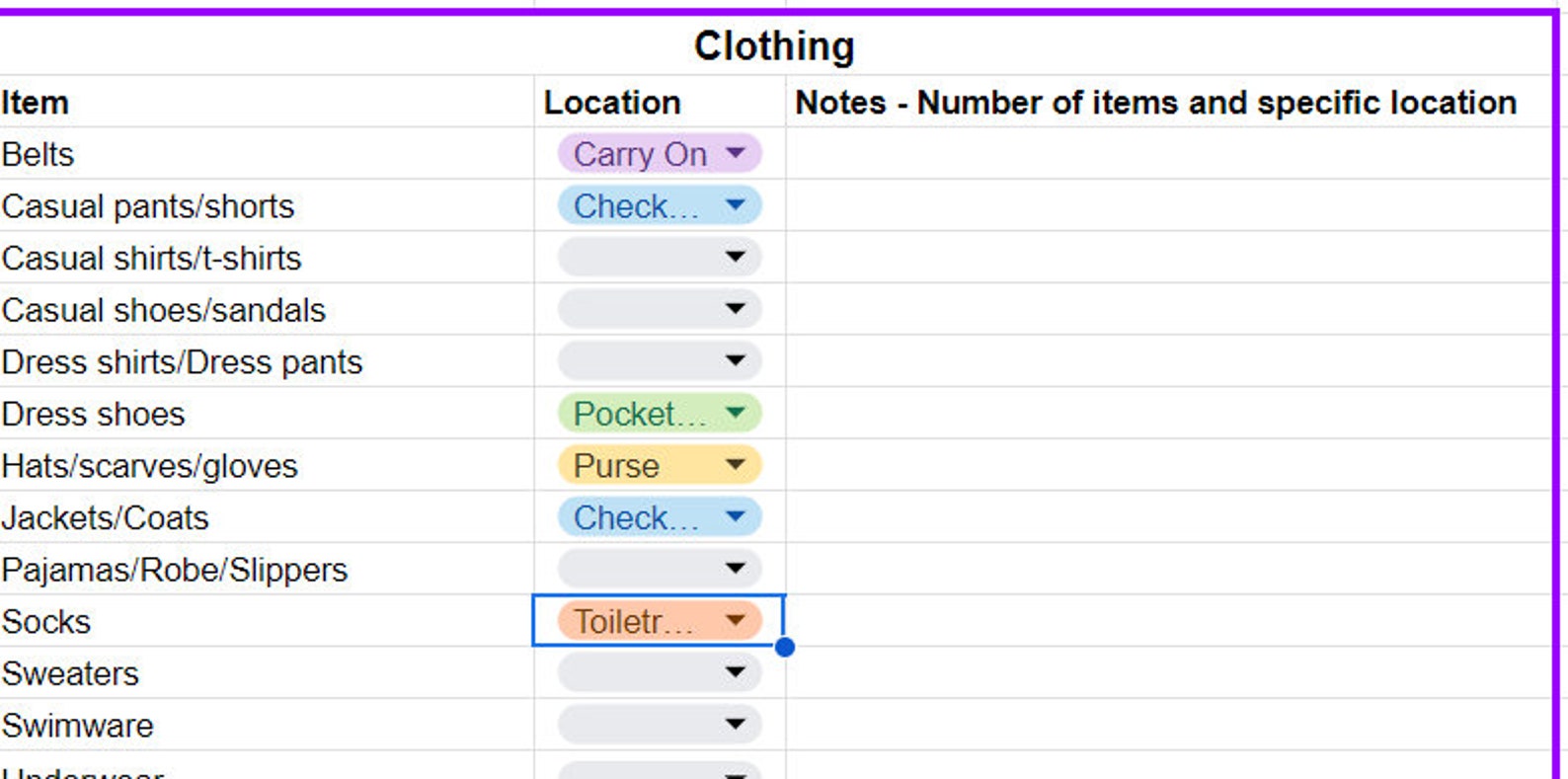 Ultimate Packing List Spreadsheet - Etsy UK