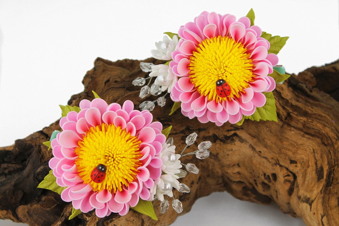 FLORAL HAIR CLIPS for Toddler Girls - 2pcs, Flower Hair Accessories ...