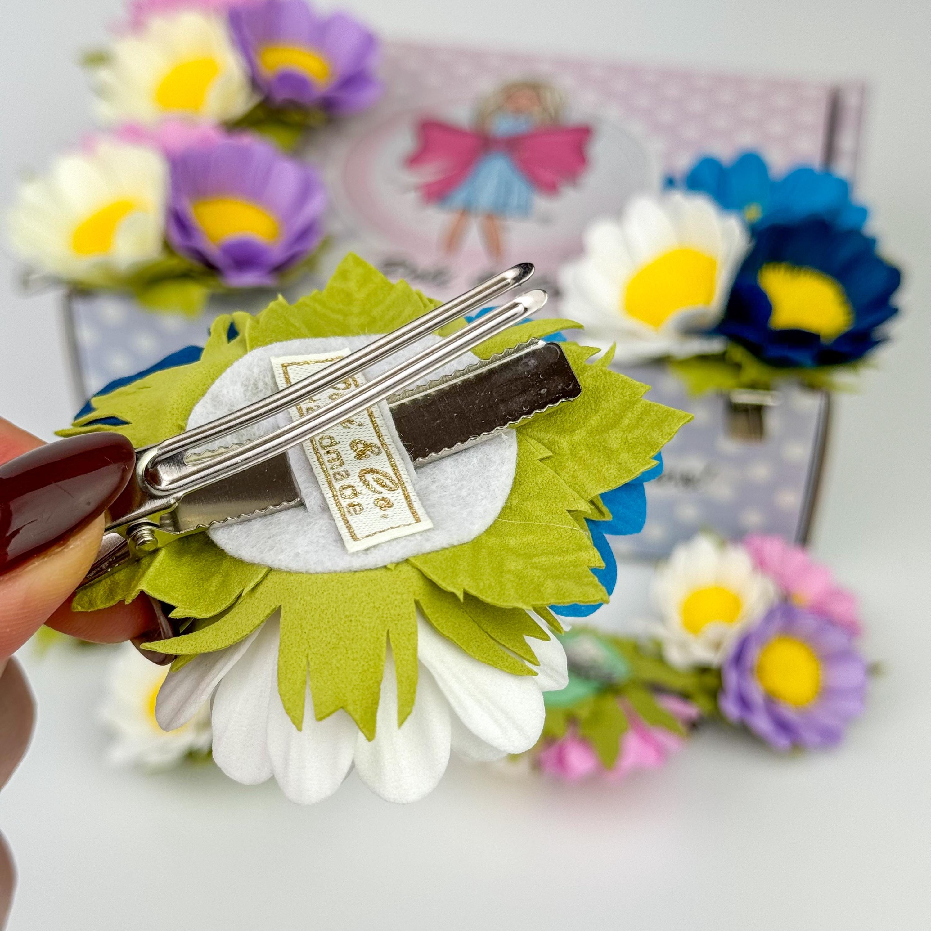 FLOWER HAIR CLIPS for Girls - 2pcs, Daisy Flower Hair Accessories ...