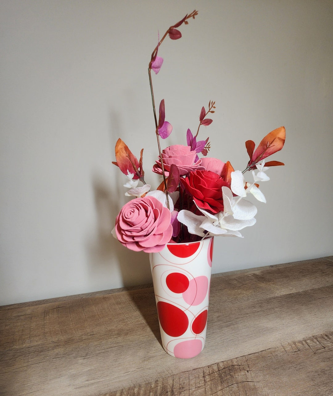 Red Roses / Pink Roses / Wood Flowers / Ecofriendly Flowers / Wood ...