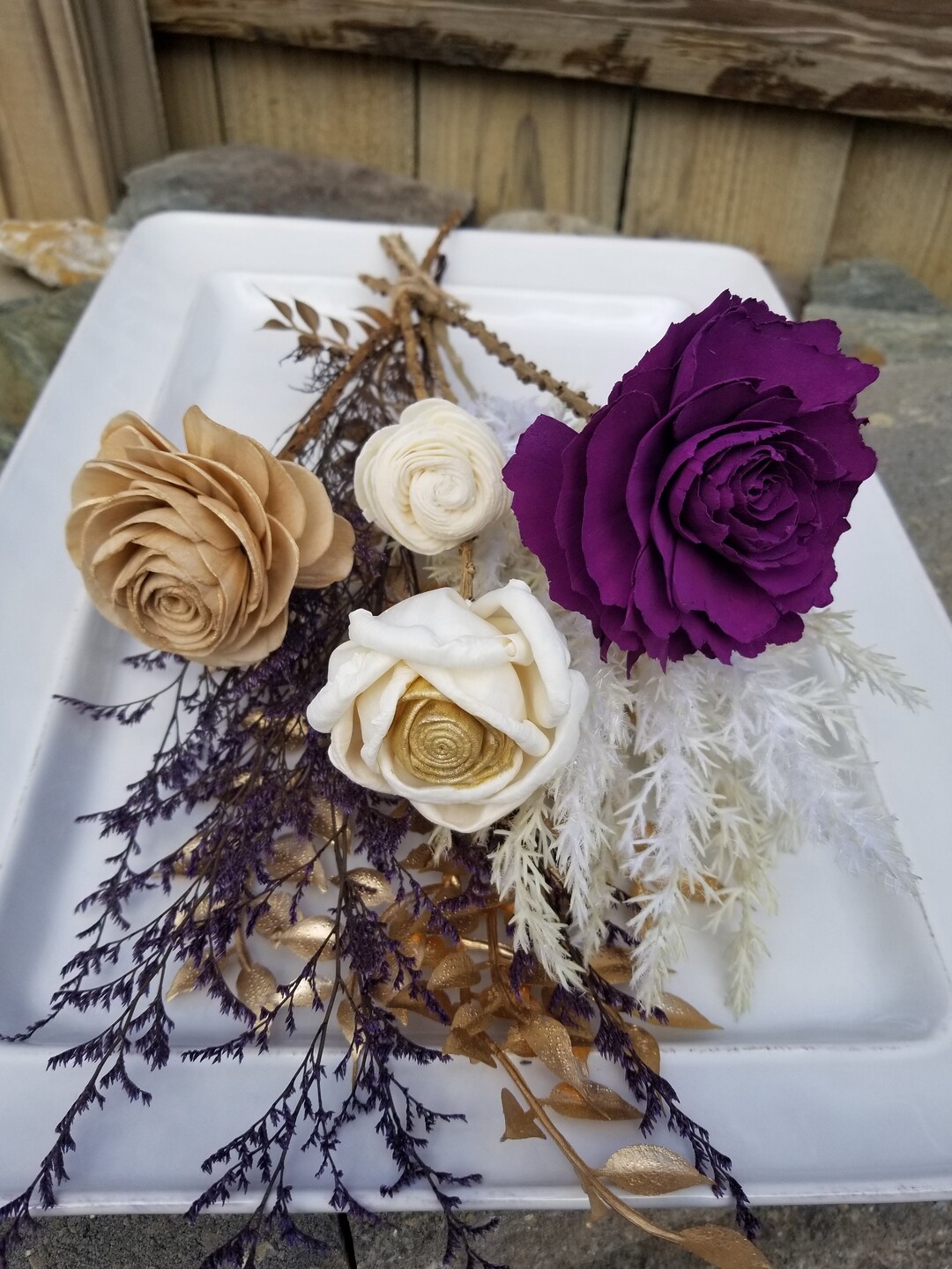 Gold Rose Flower / Gold Flower Bouquet / Ecofriendly Flowers / Gold ...