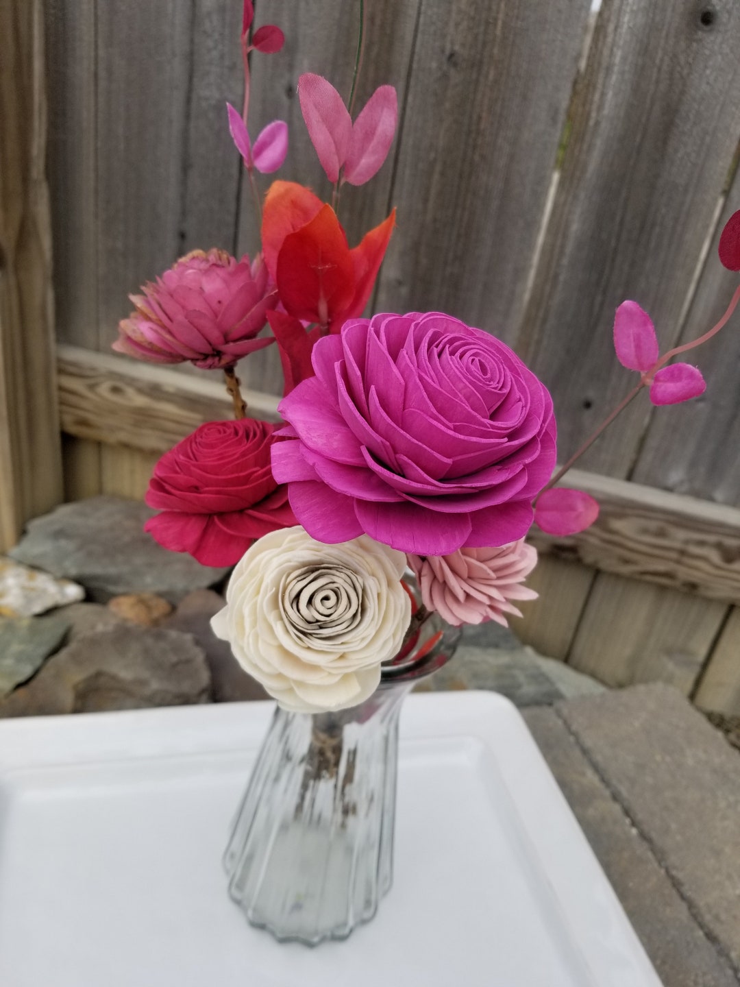 Pink Roses / Wood Roses / 5th Anniversary Gift / Anniversary Flowers ...