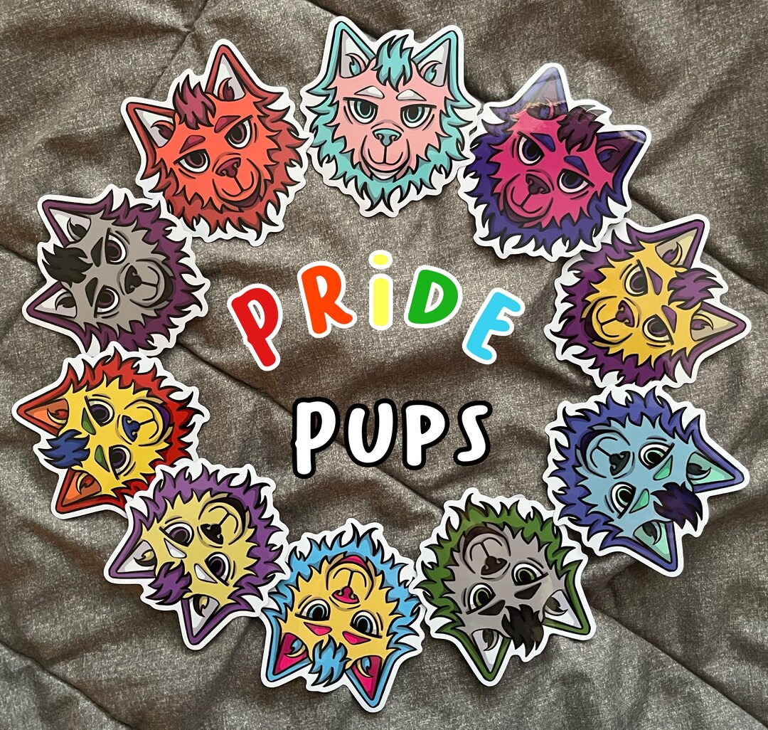 Pride Pups Stickers LGBTQ Furry Wolf Pride Stickers Rainbow Laptop ...
